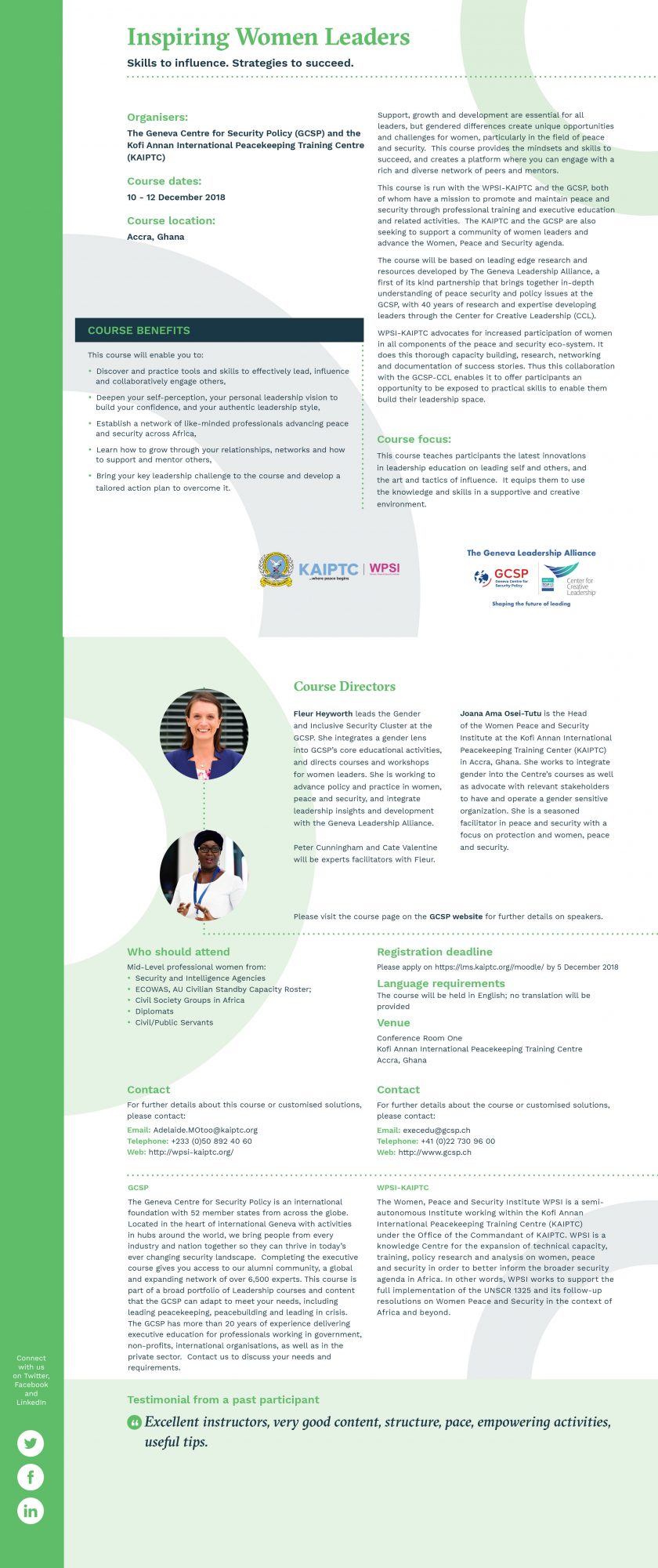 Inspiring Women Leaders – KAIPTC