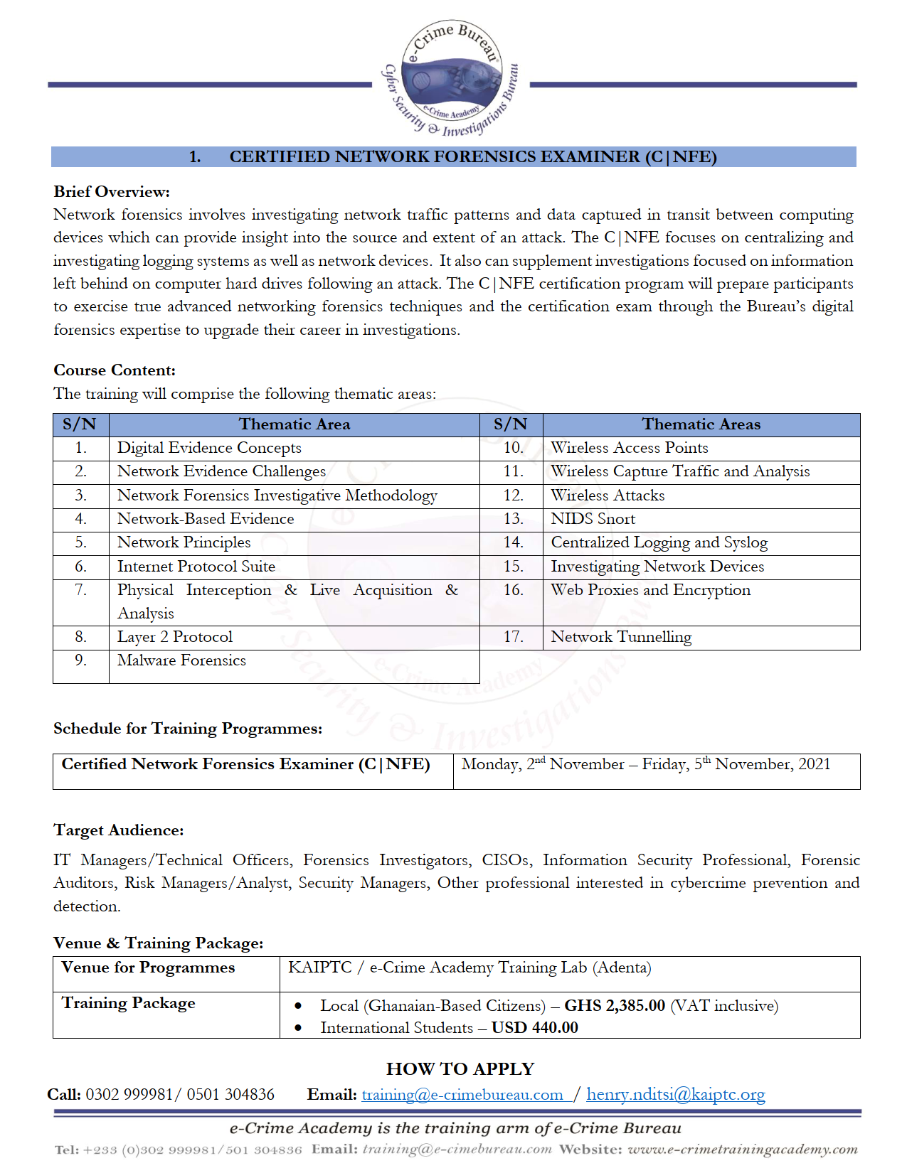 Course Brief – CNFE21 – KAIPTC